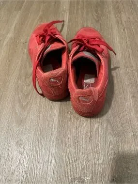 Puma | Shoes | Puma Red Suede Leather Casual Sneakers | Poshmark
